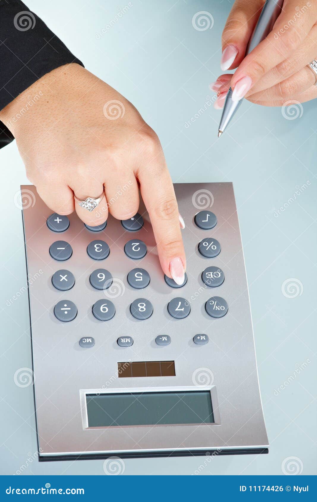 Female Hands Using Calculator Stock Photo - Image of female, clean ...