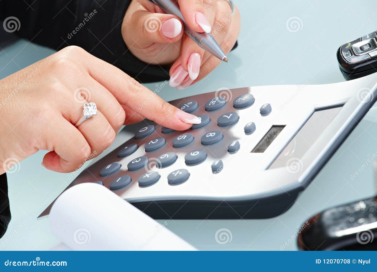 Female Hands Using Calculator Stock Photo - Image of bright, holding ...