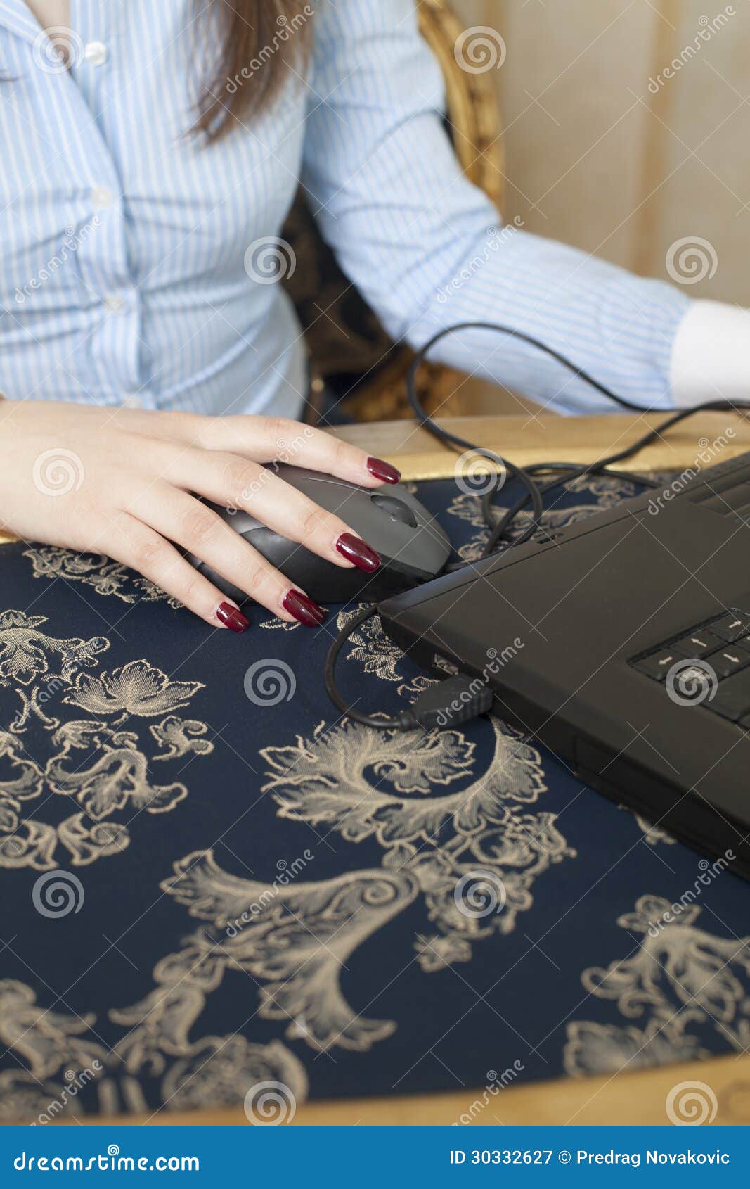 Female Hands Using Computer Stock Image - Image of connection, detail ...