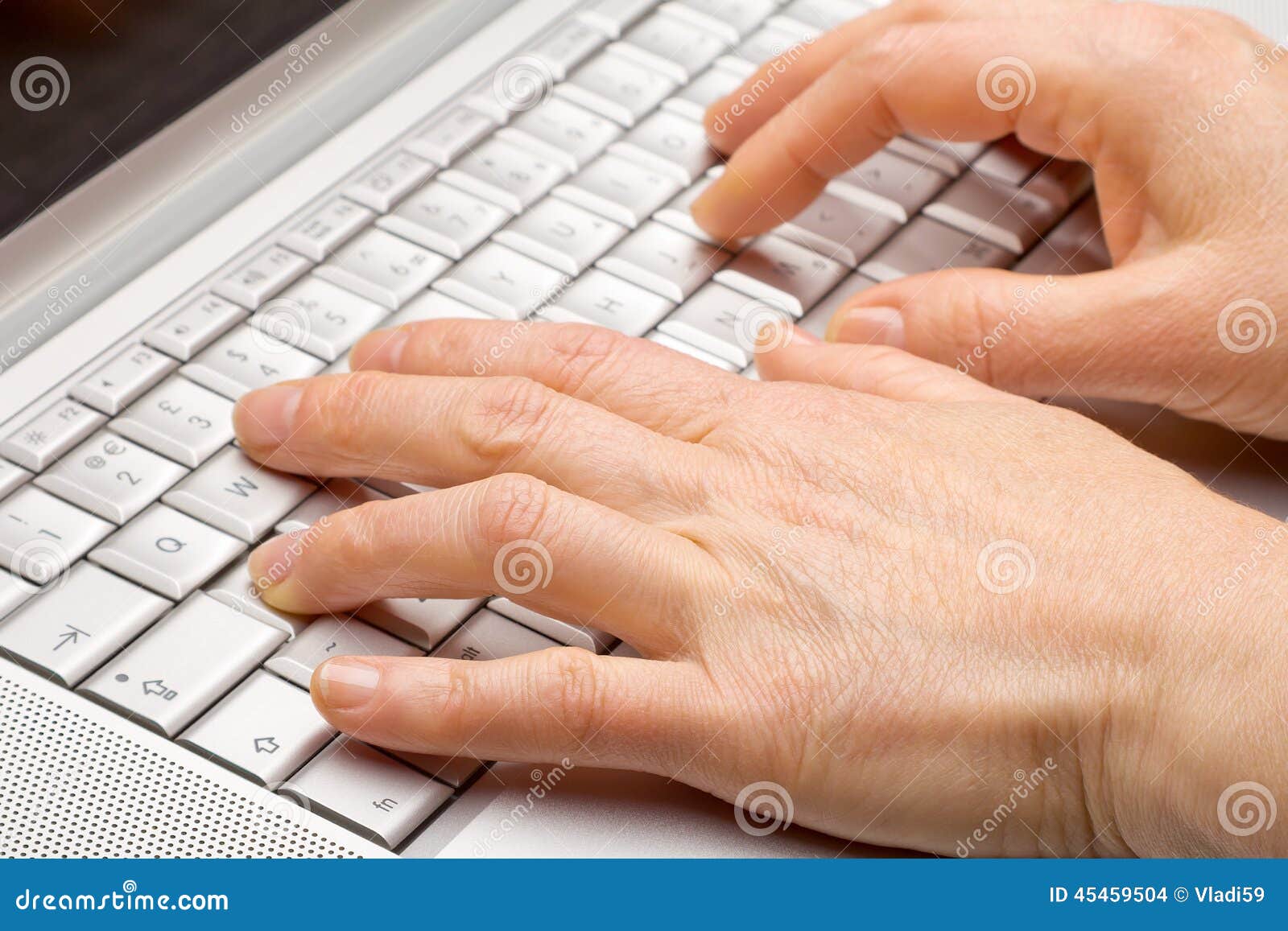 Female Hands Using Computer Stock Photo - Image of information ...