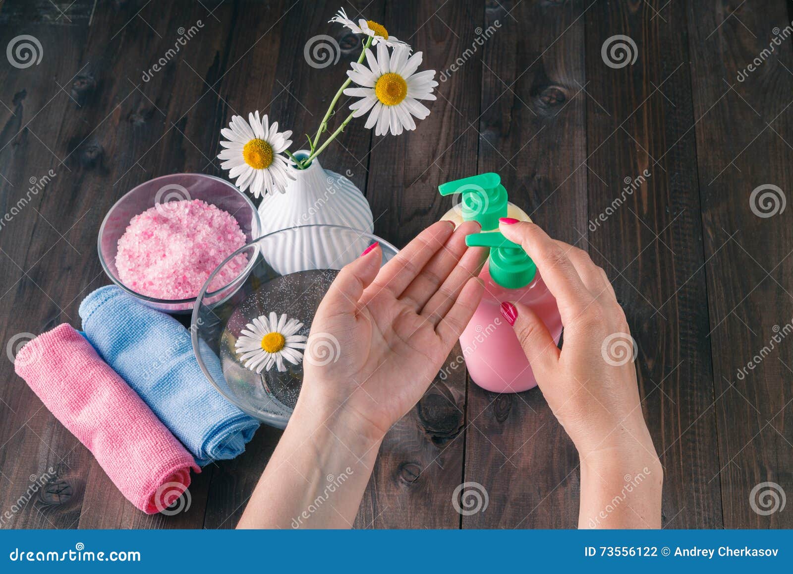 Female Hands Using Dispenser with Liquid Soap Stock Photo - Image of ...
