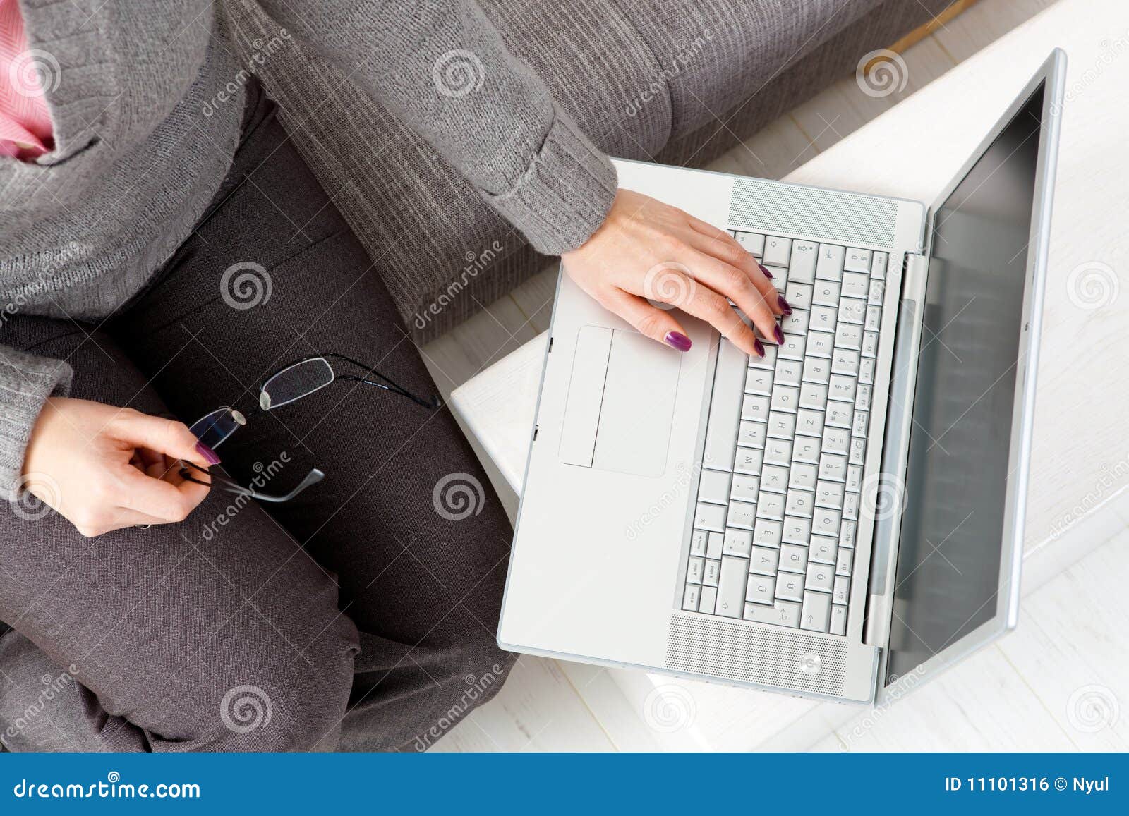 Female hands using laptop stock photo. Image of color - 11101316