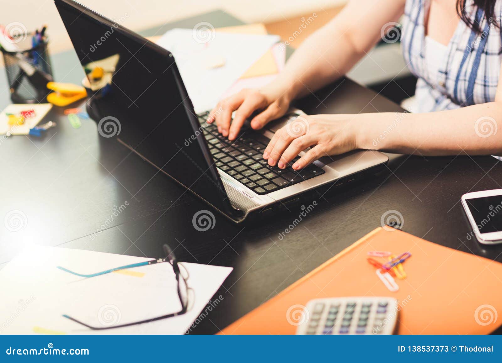 Female Hands Using a Laptop Stock Image - Image of business, working ...