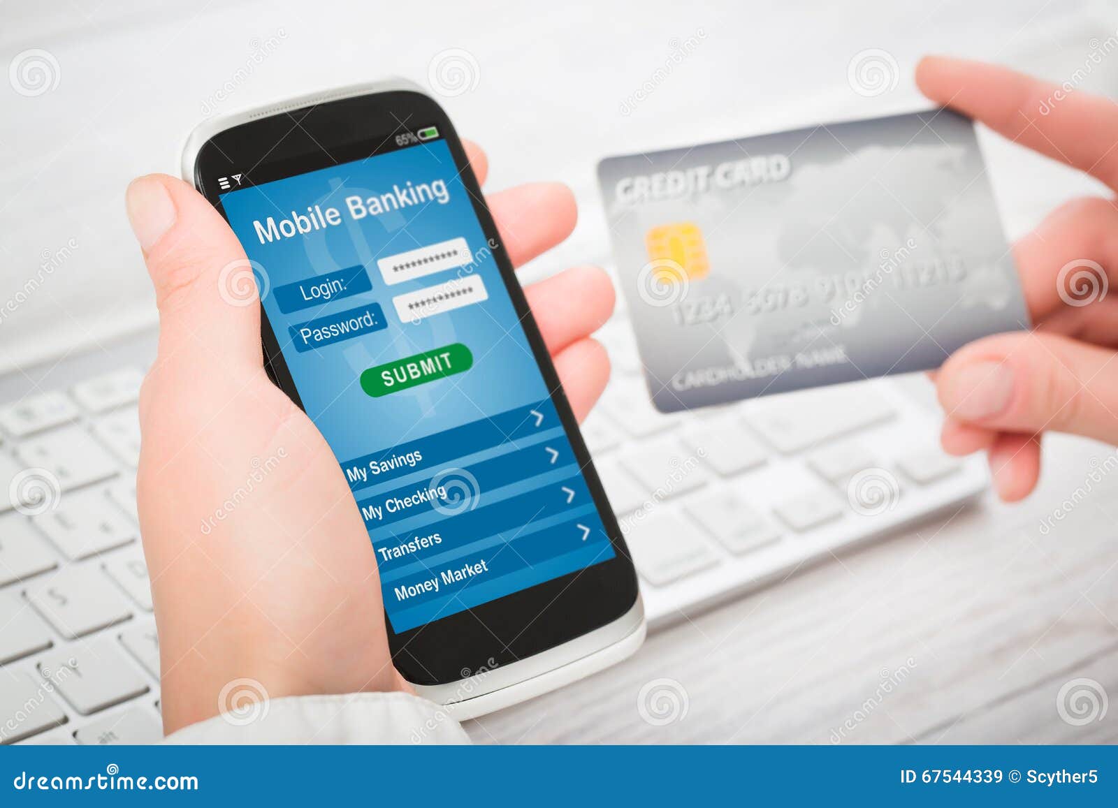 Female Hands Using Mobile Banking on Smart Phone. Stock Image - Image ...