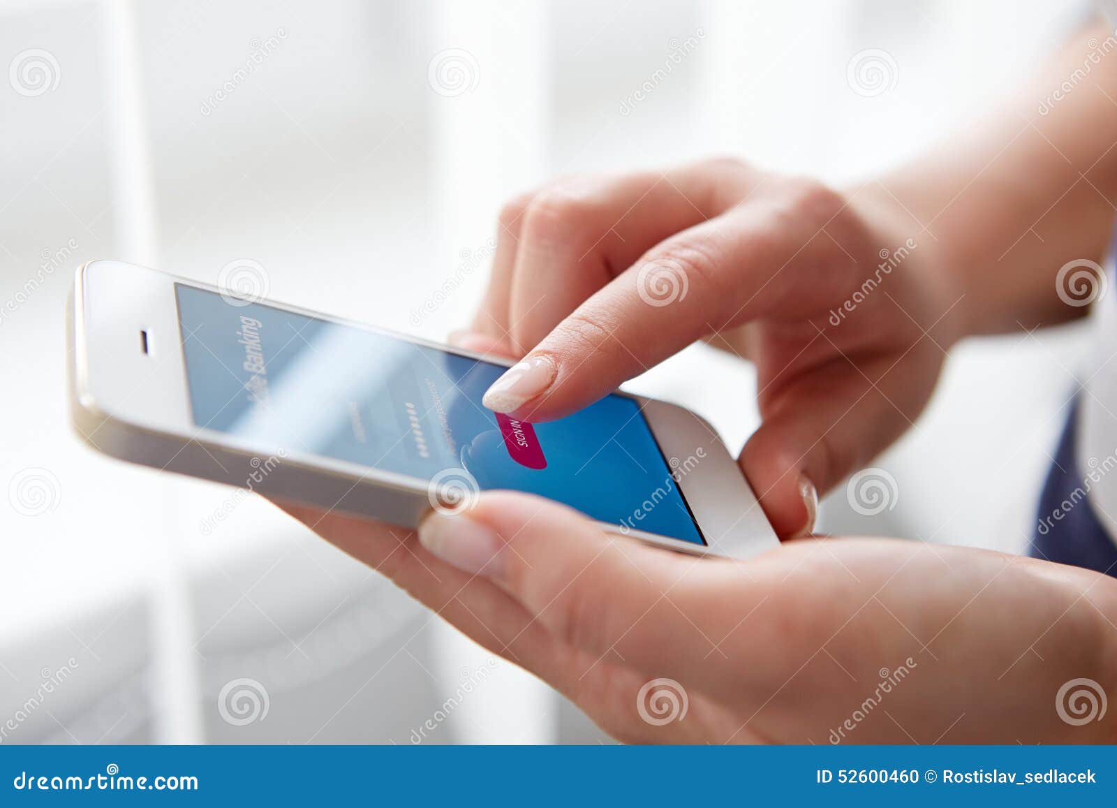 Female Hands Using Mobile Banking Stock Photo - Image of business ...