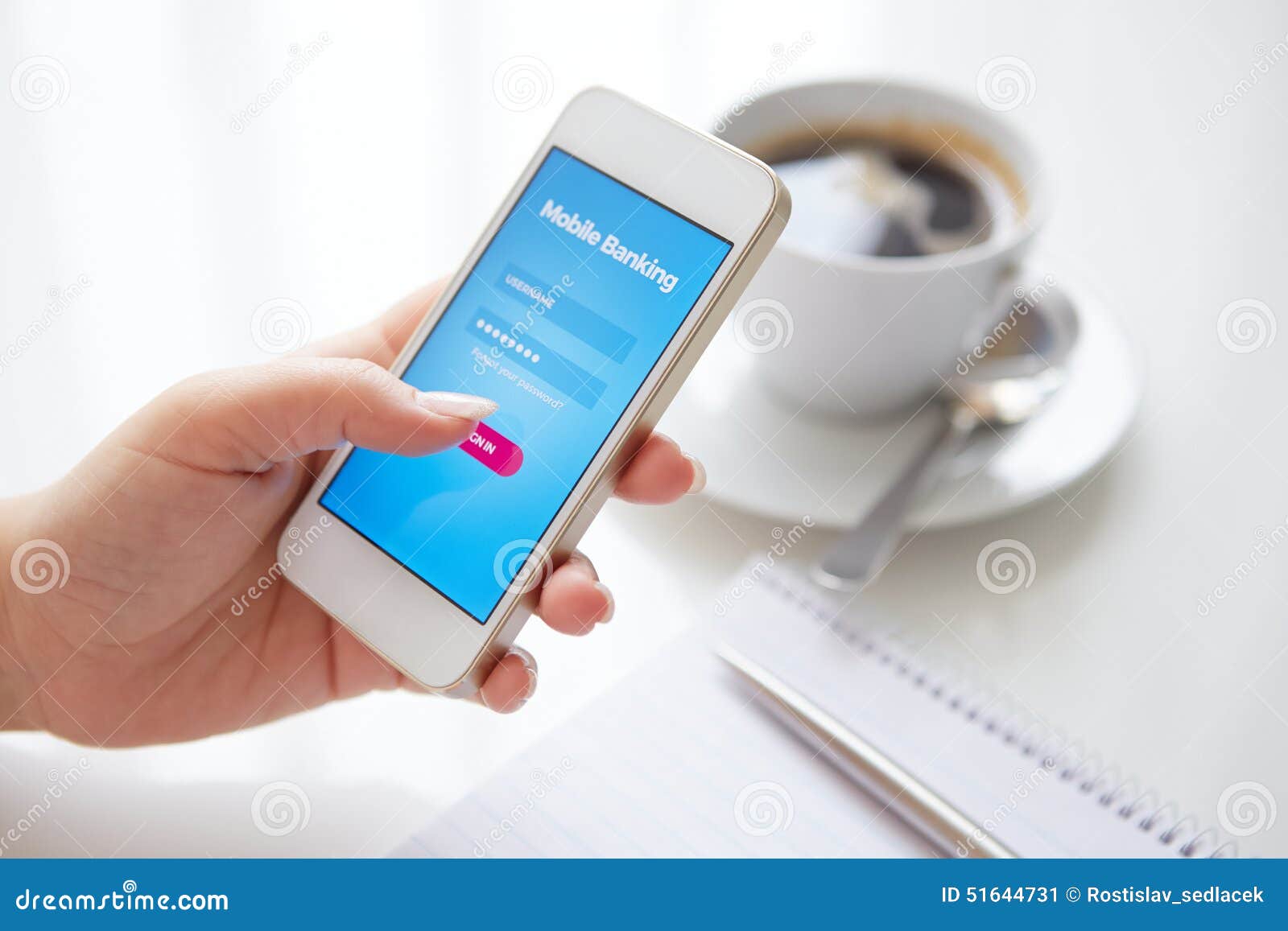 Female Hands Using Mobile Banking Stock Image - Image of digital ...