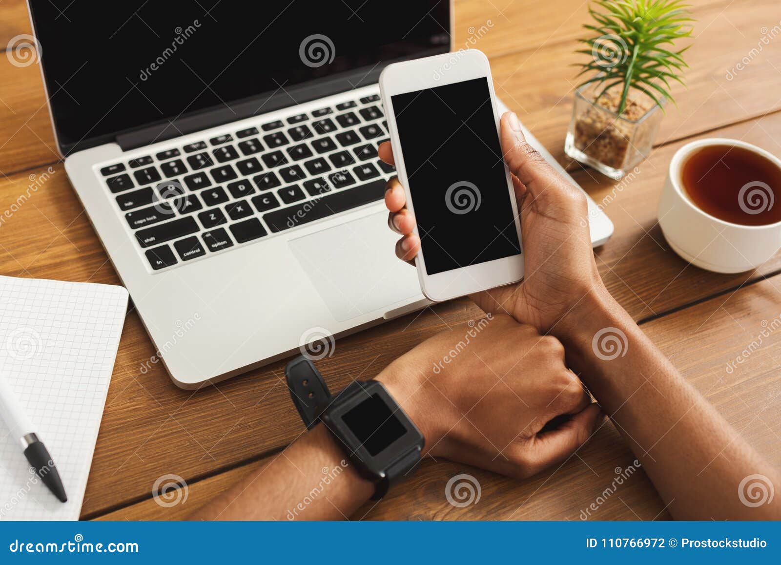 Female Hands Using Modern Digital Gadgets at Office Workplace Stock ...