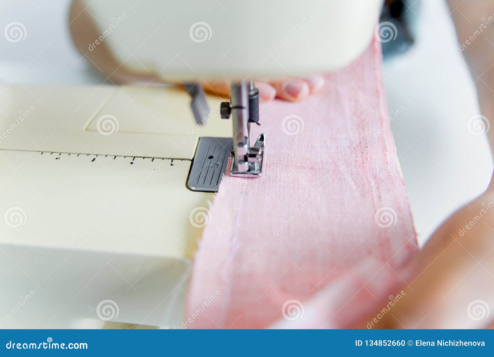 Female Hands are Using a Sewing Machine Stock Photo - Image of stitch ...