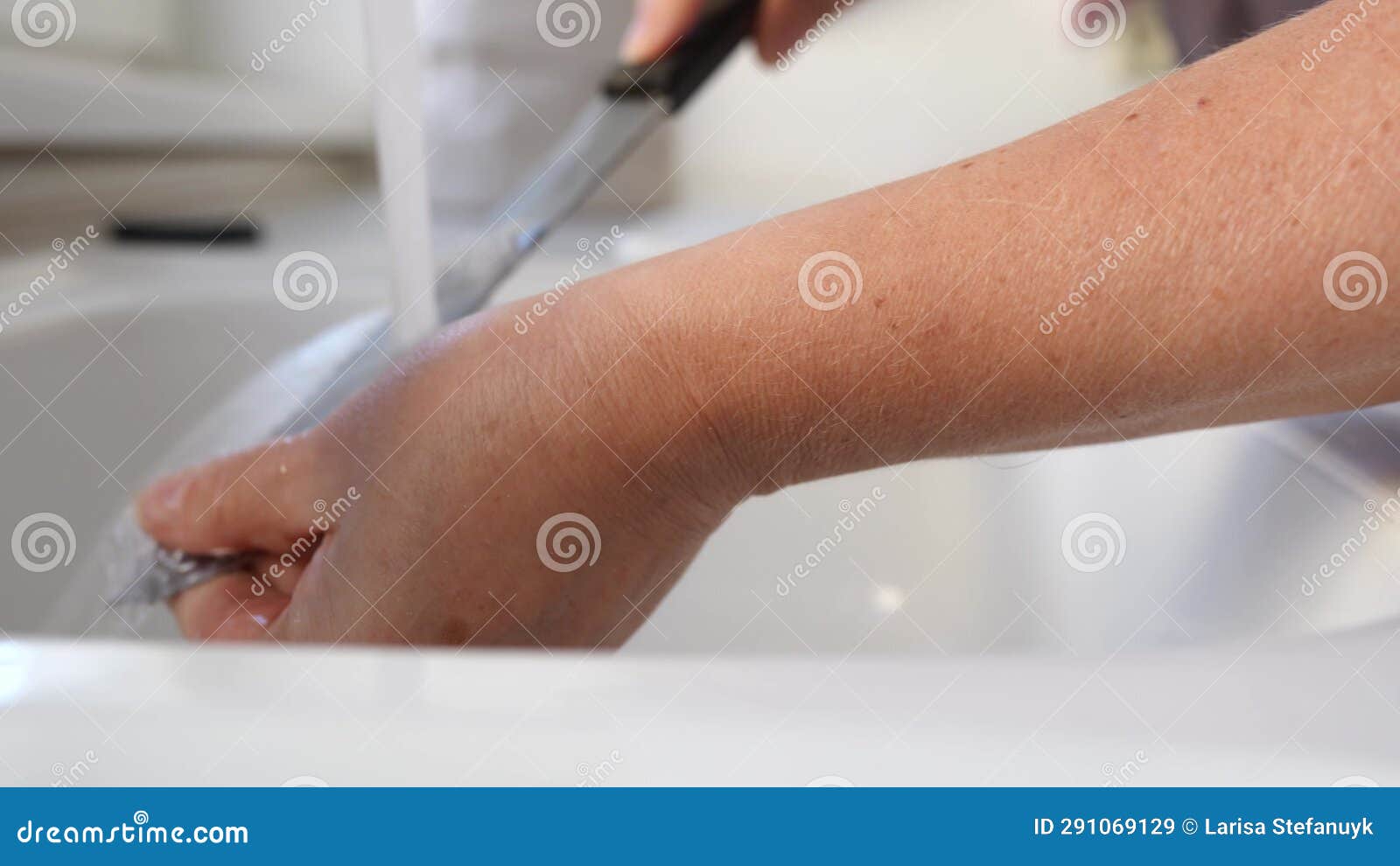 Female Hands Washing Kitchen Knife in Sink Stock Video - Video of food ...