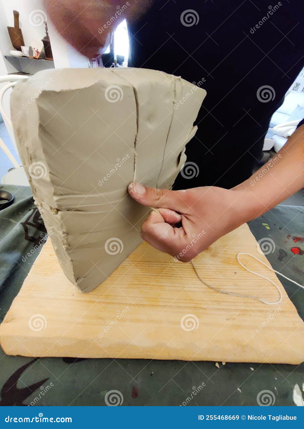 Female Hands Working with Clay, Preparing Clay for Art and Craft Class ...