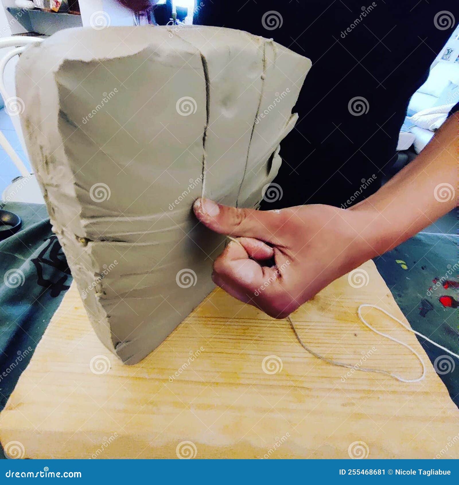 Female Hands Working with Clay, Preparing Clay for Art and Craft Class ...