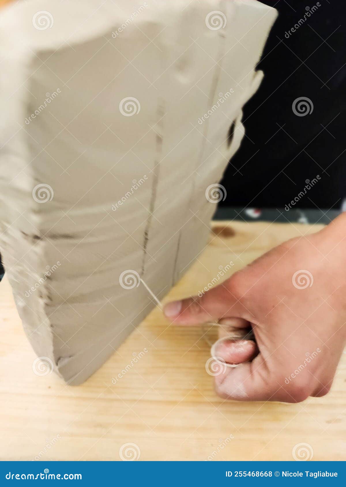 Female Hands Working with Clay, Preparing Clay for Art and Craft Class ...