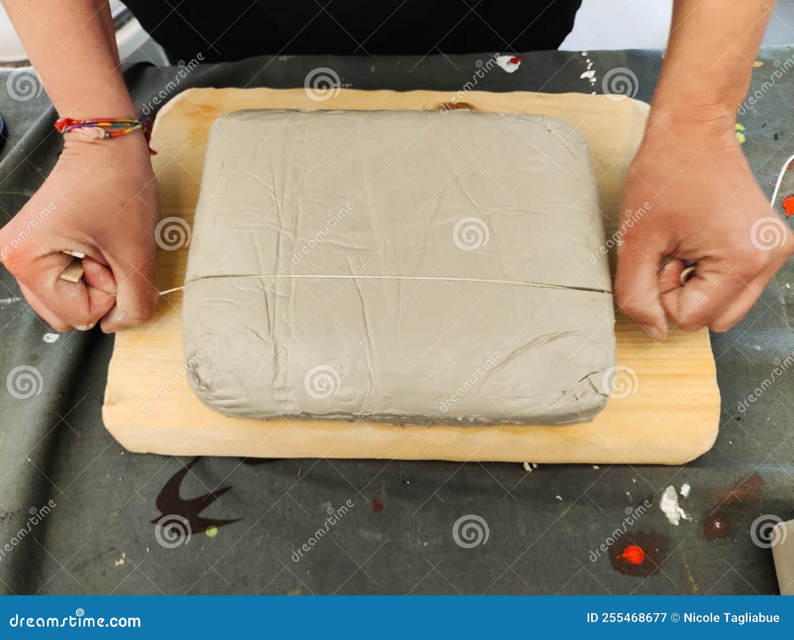 Female Hands Working with Clay, Preparing Clay for Art and Craft Class ...