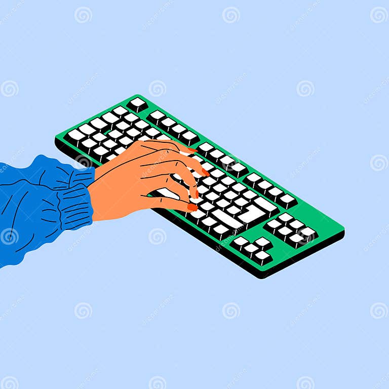 Female Hands Working on Keyboard. Working, Studying Stock Vector ...