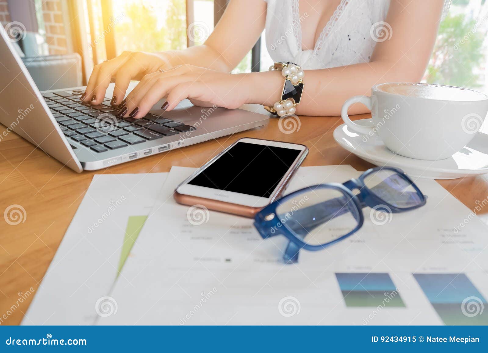 Female Hands Working with Laptop Stock Image - Image of busy, computer ...