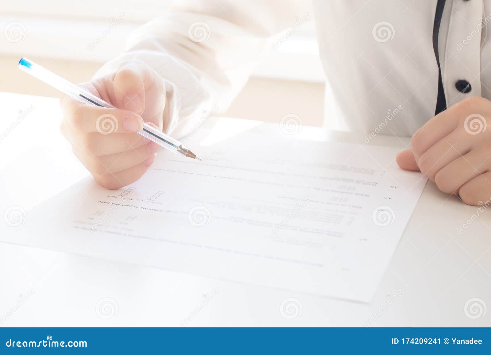 Female Hands Write on Paper with Pen Stock Image - Image of write, hold ...