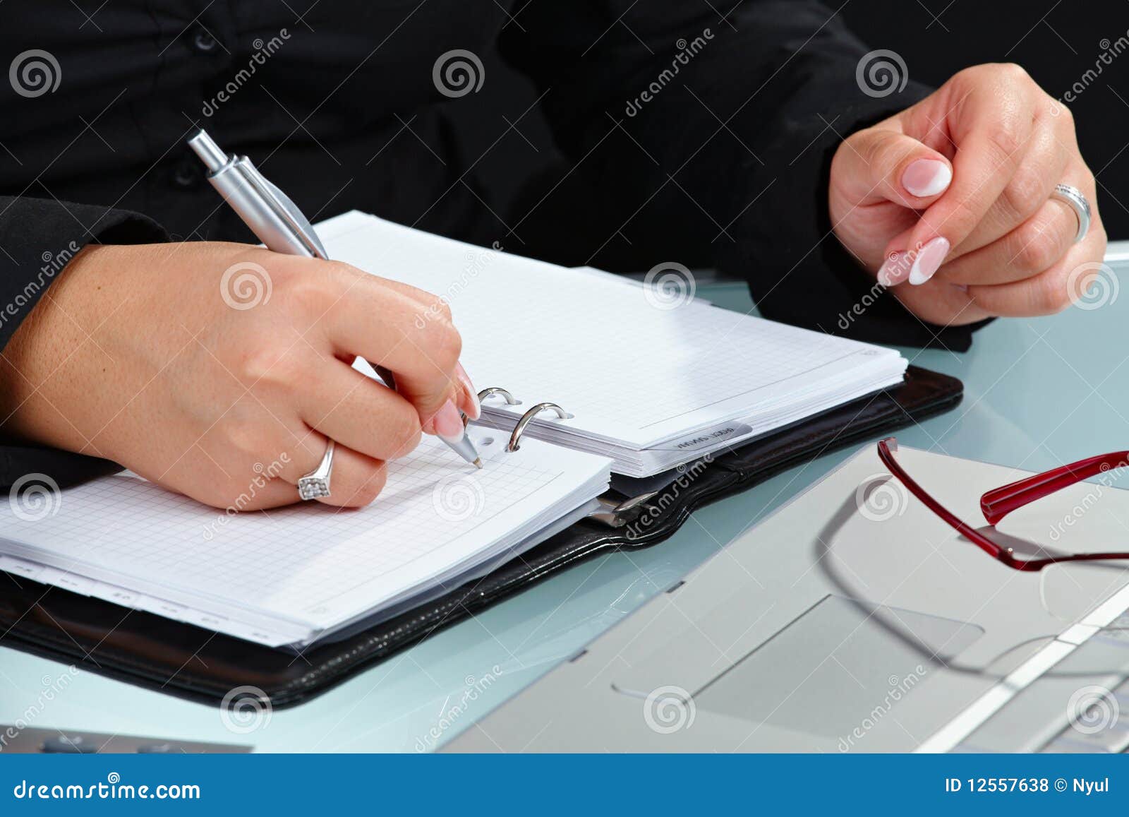 Female hands writing stock photo. Image of chart, female - 12557638