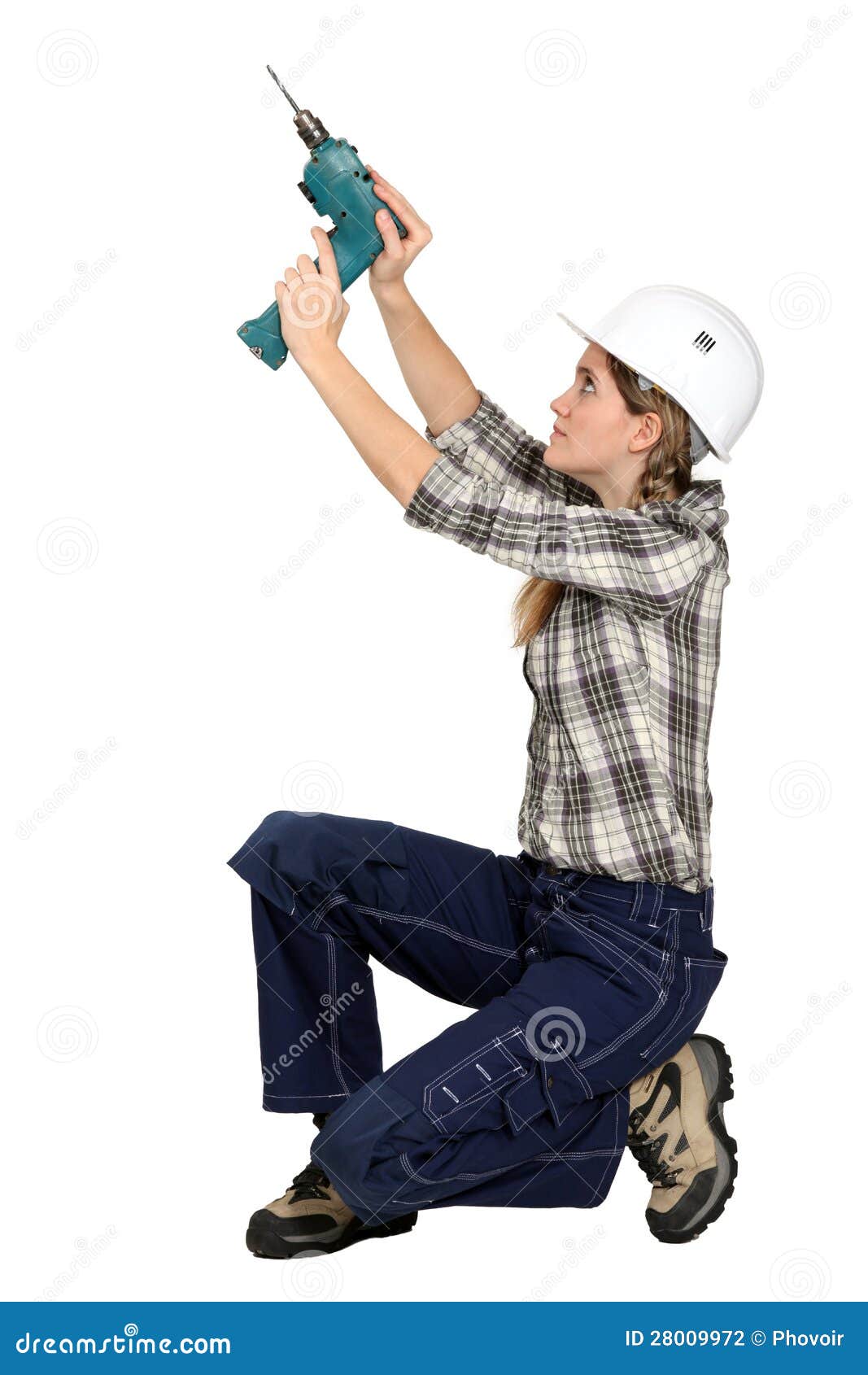 A Female Handyman with a Drill. Stock Photo - Image of remodeling ...