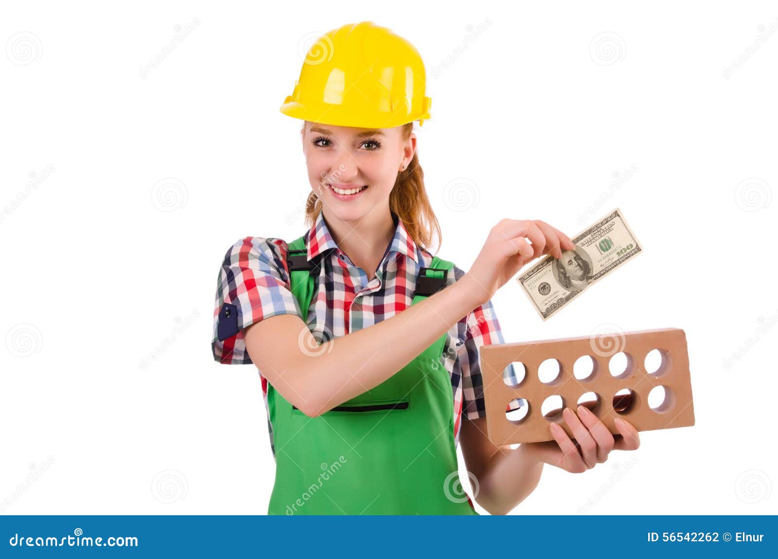 Female Handyman in Overalls Isolated on the White Stock Photo - Image ...