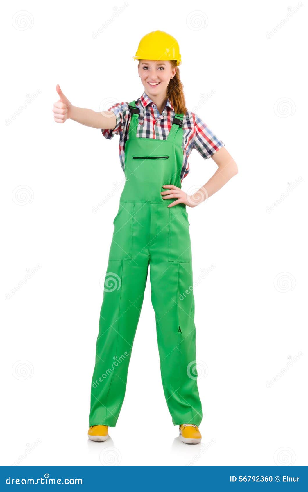 Female Handyman in Overalls Isolated on the White Stock Photo - Image ...