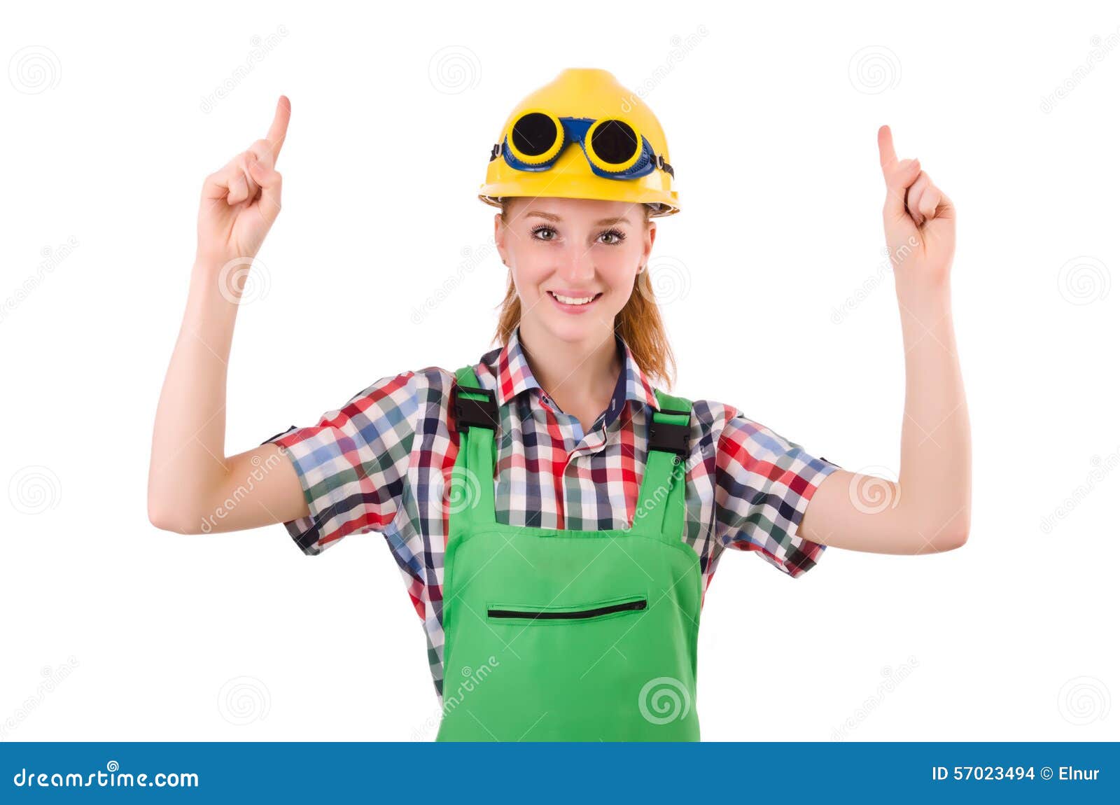 Female Handyman in Overalls Isolated on the White Stock Photo - Image ...