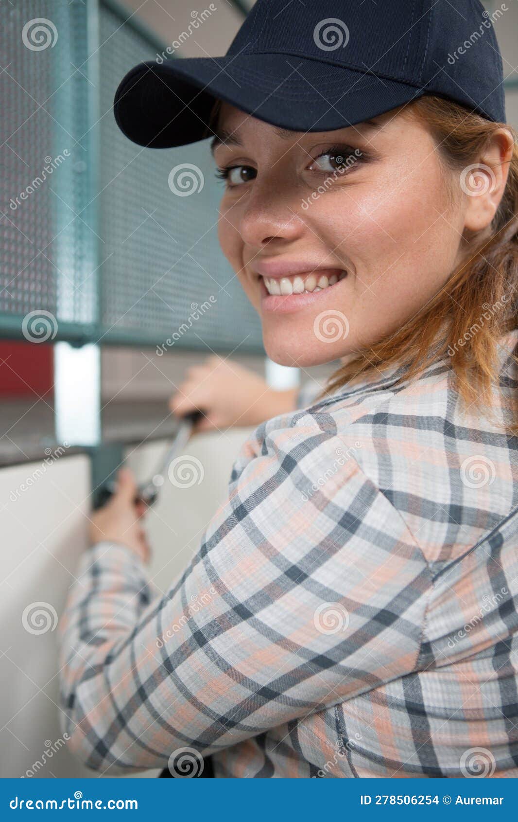 Female Handyman Using Wrench Stock Photo - Image of industrial ...