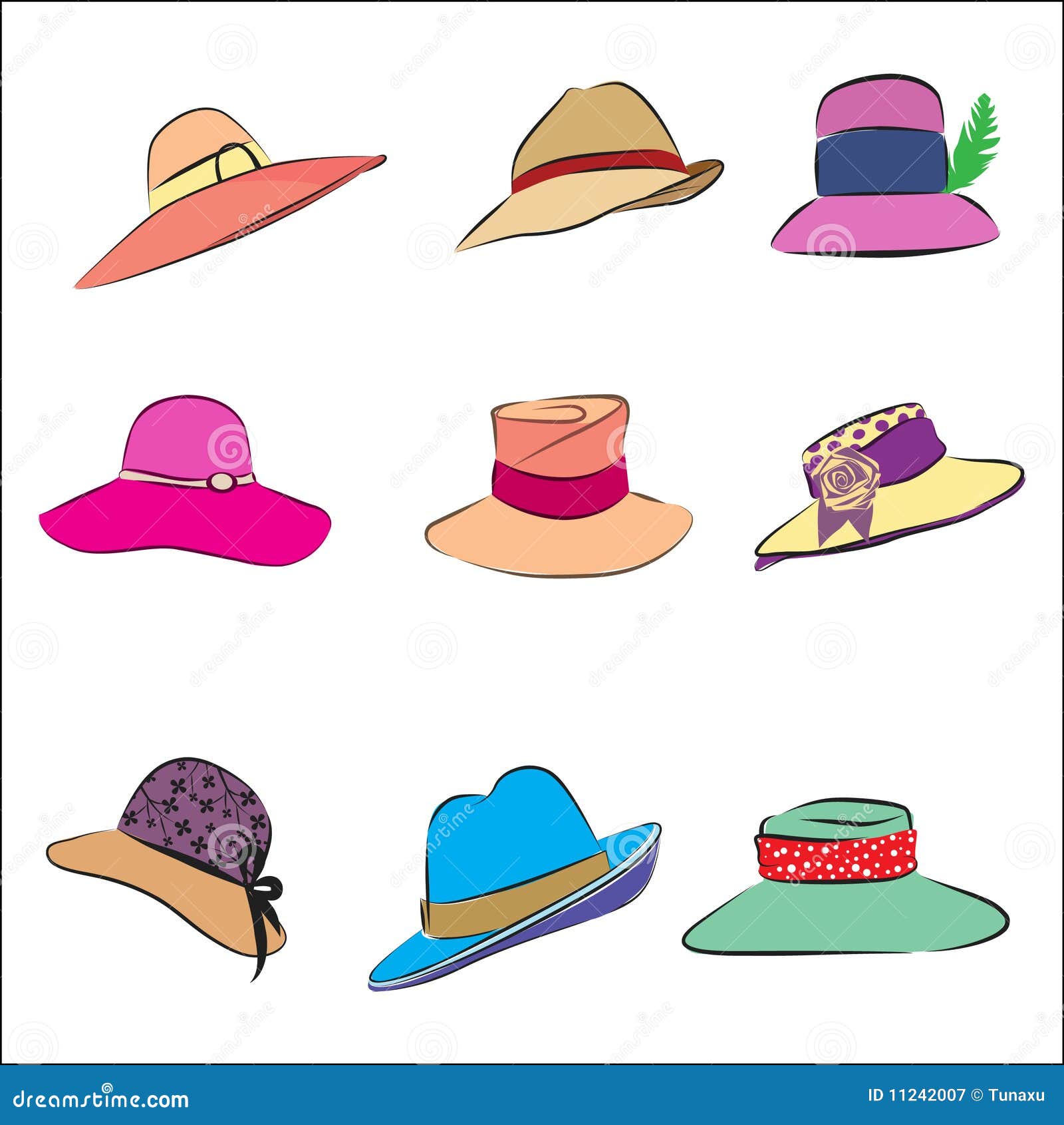 Female hat icon set stock vector. Illustration of modern - 11242007