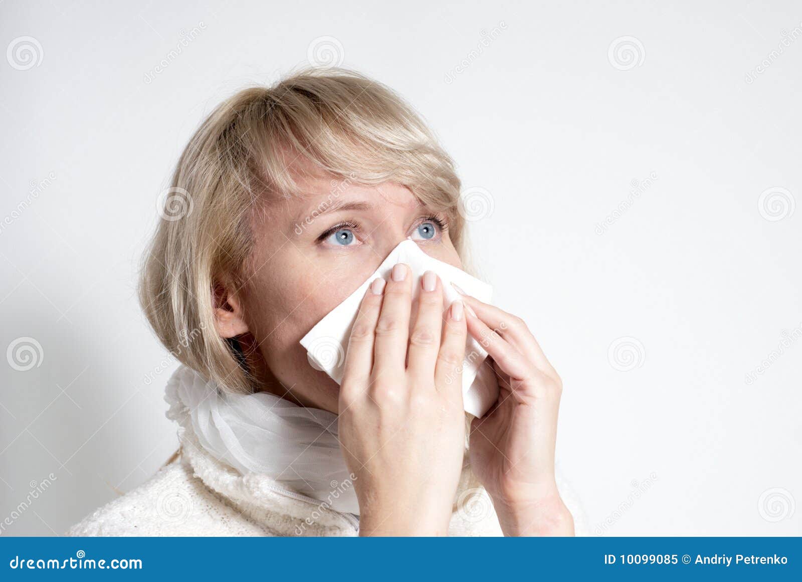 Female having a cold stock image. Image of blue, allergic - 10099085