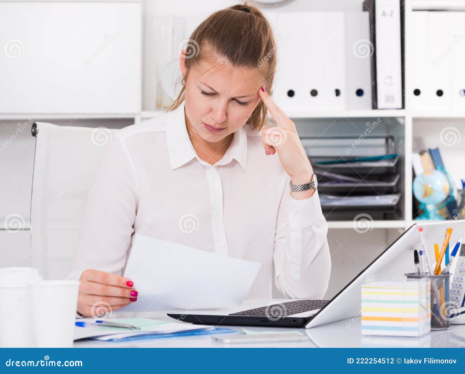 Female is Having Complicated Issue with Project Stock Photo - Image of ...