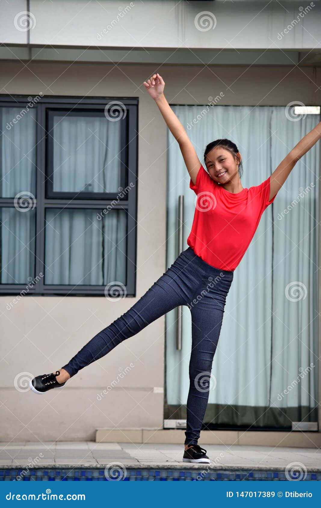 Female Having Fun Standing by Condo Stock Image - Image of condos ...