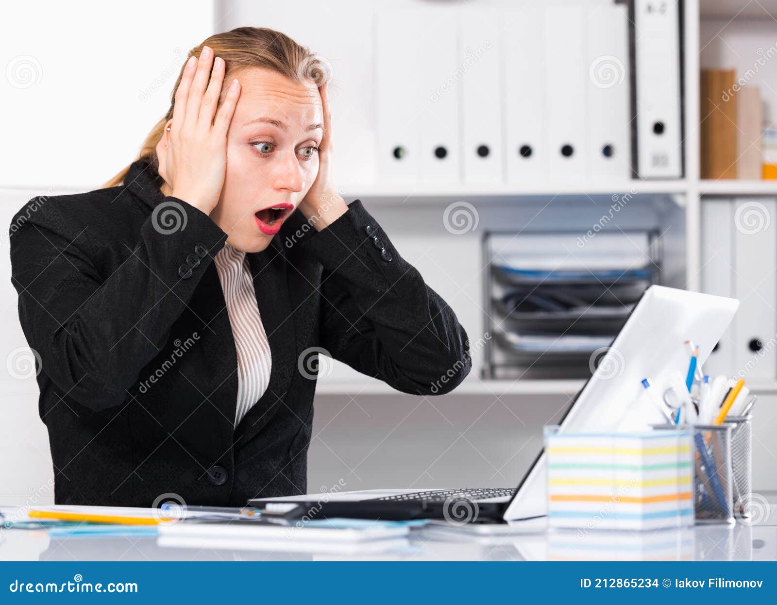 Female having lot of work stock photo. Image of woman - 212865234