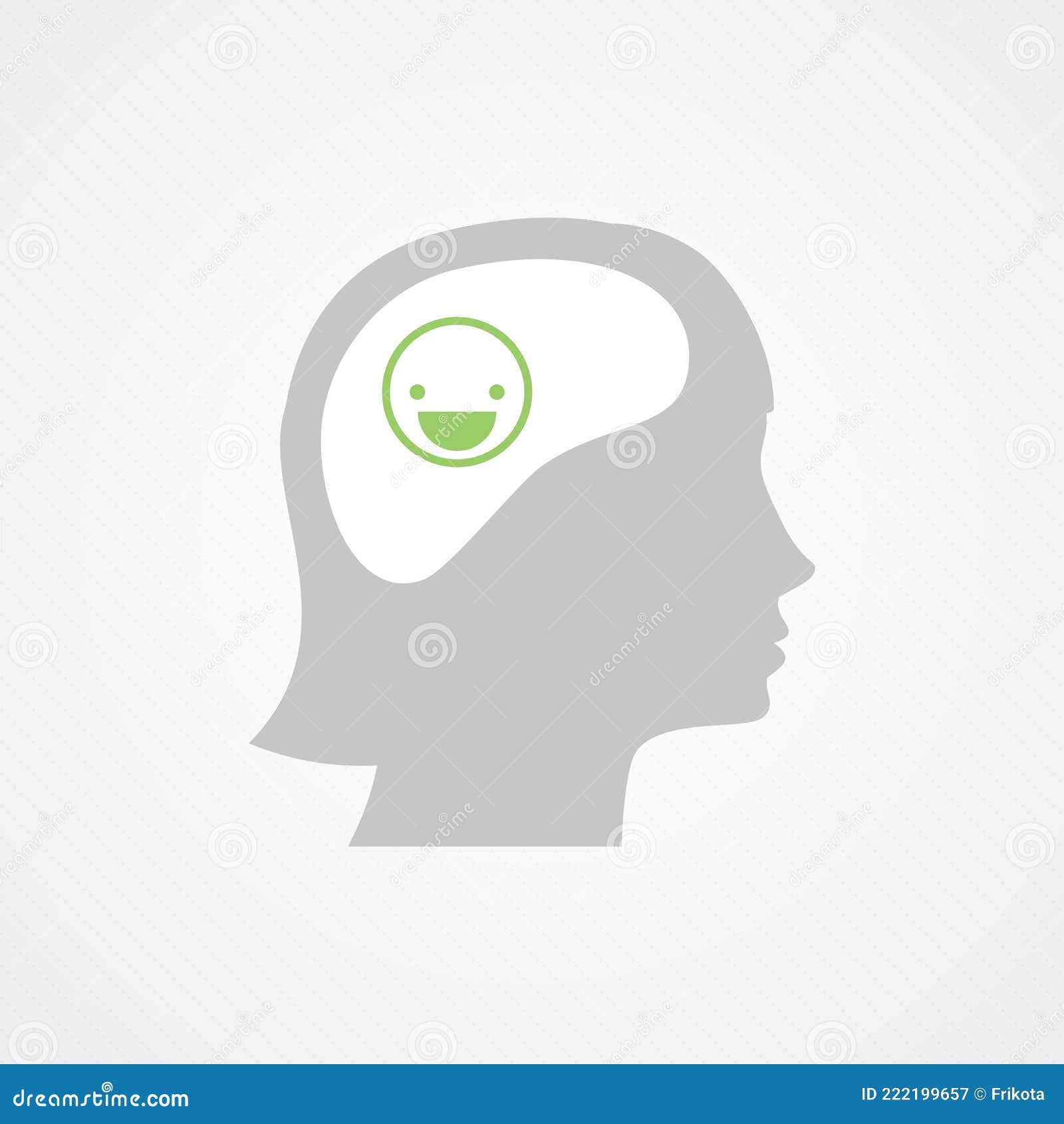 Female Head and Happy Smiley. Vector Illustration, Flat Design Stock ...