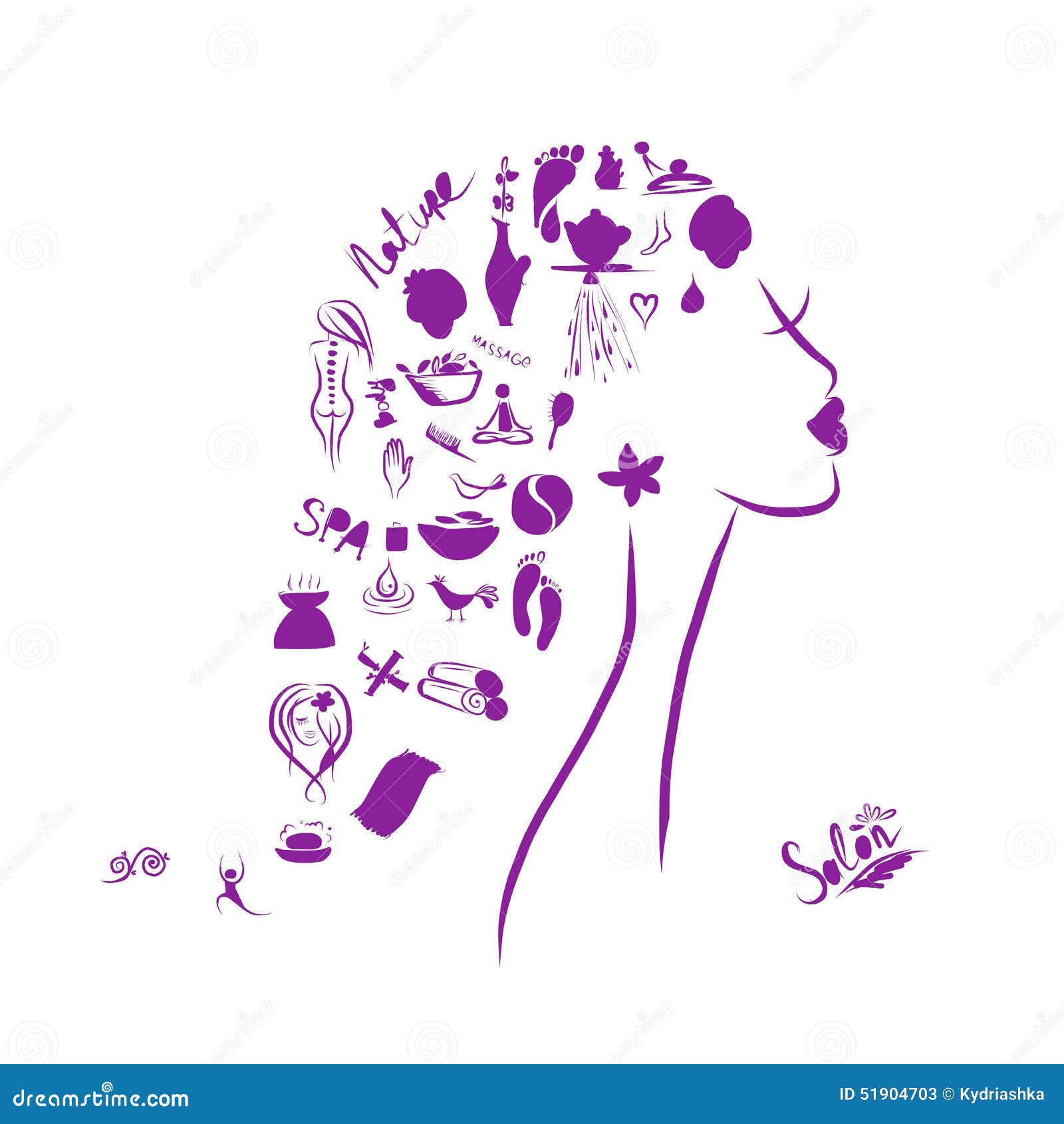 Female Head, Spa Concept for Your Design Stock Vector - Illustration of ...