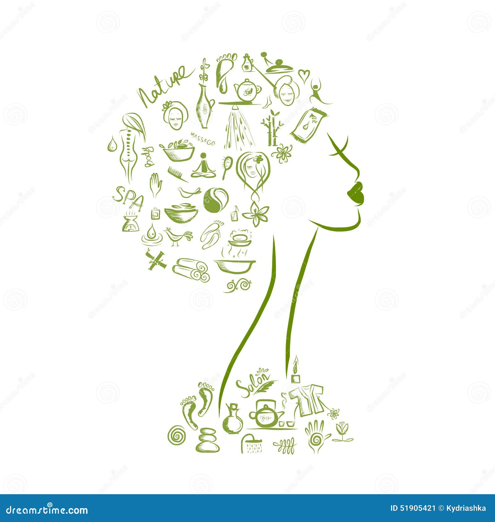 Female Head, Spa Concept for Your Design Stock Vector - Illustration of ...