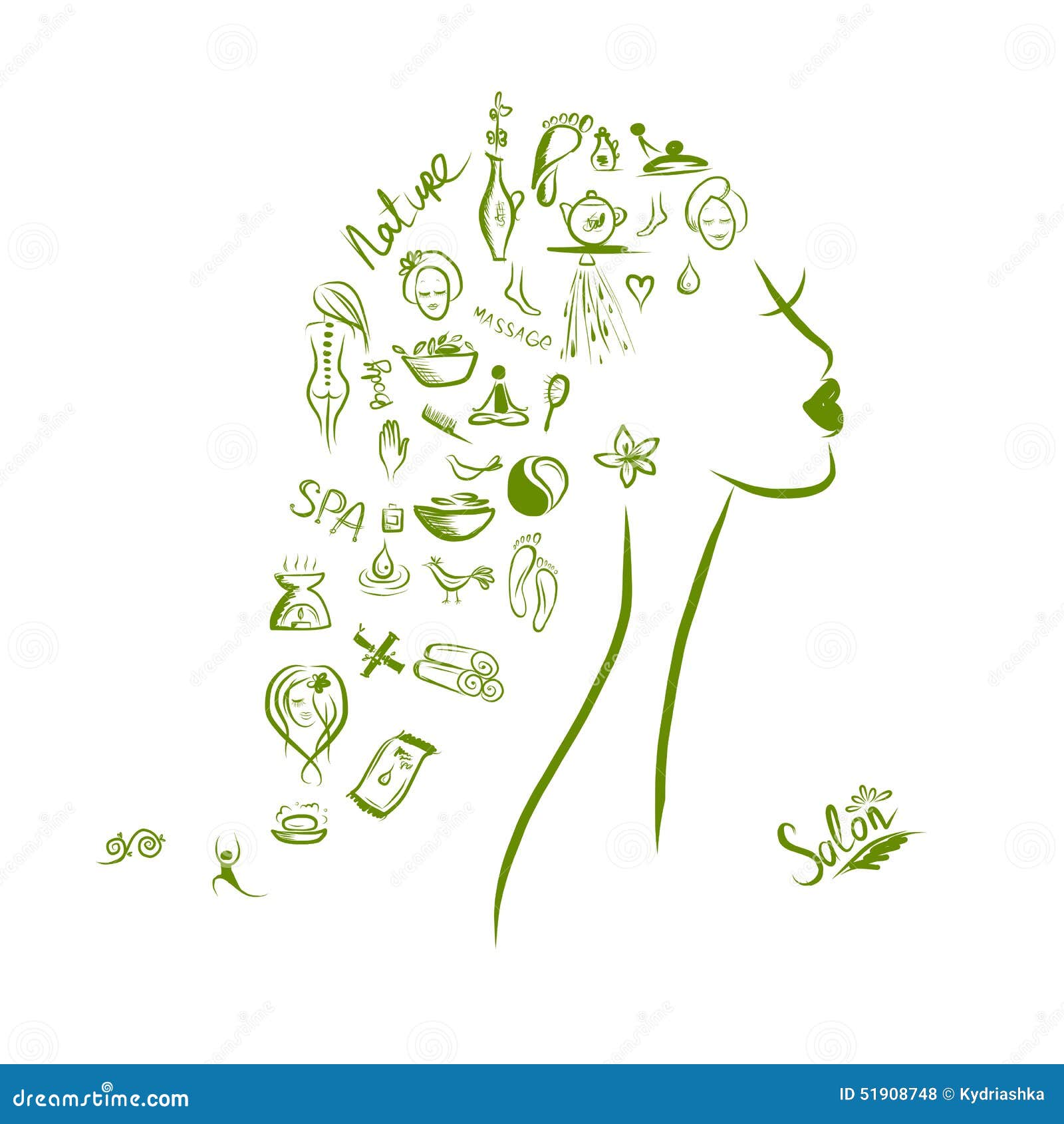 Female Head, Spa Concept for Your Design Stock Vector - Illustration of ...