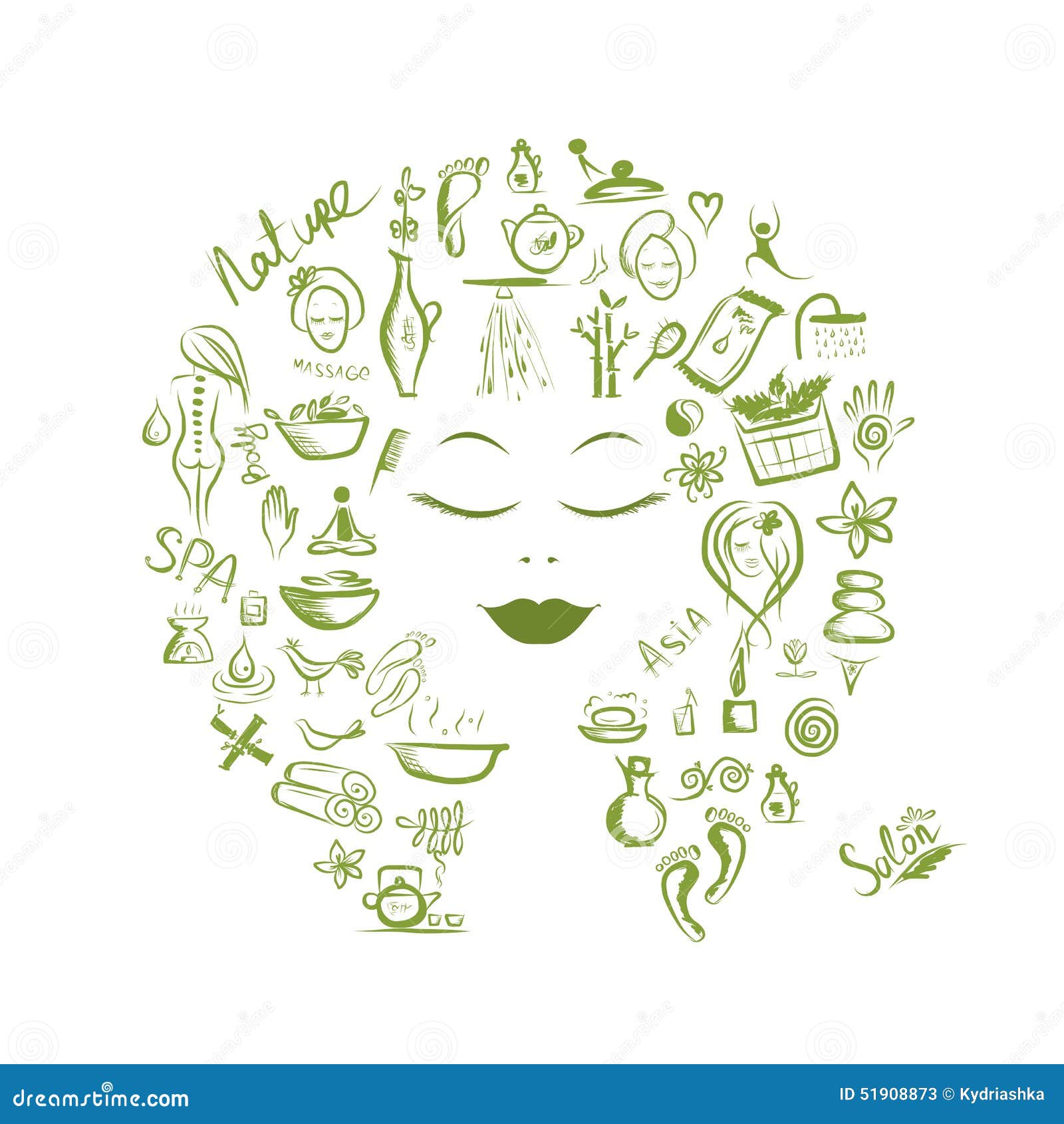 Female Head, Spa Concept for Your Design Stock Vector - Illustration of ...