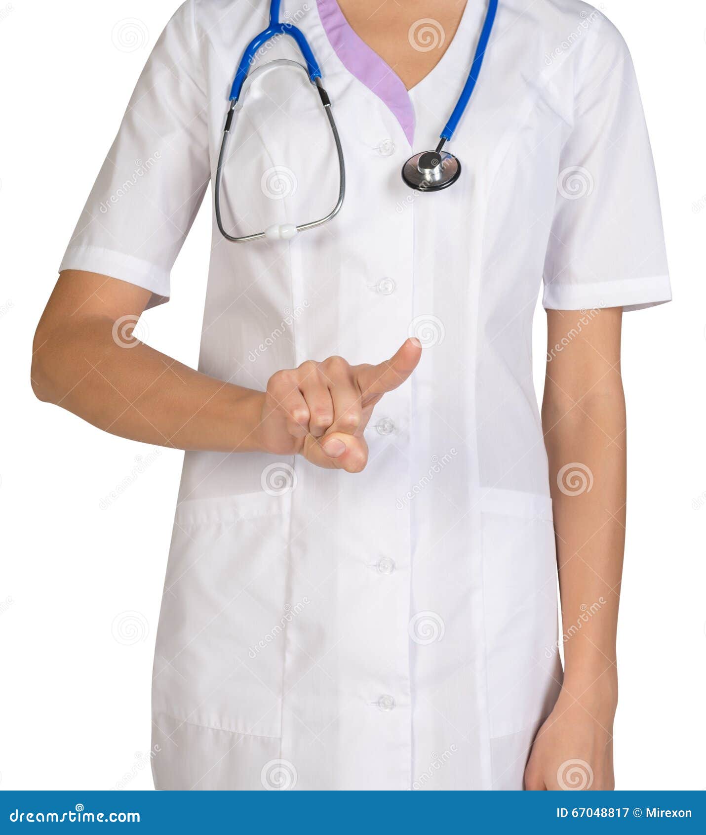 Female Headless Doctor Pointing To Something or Pressing Imaginary ...