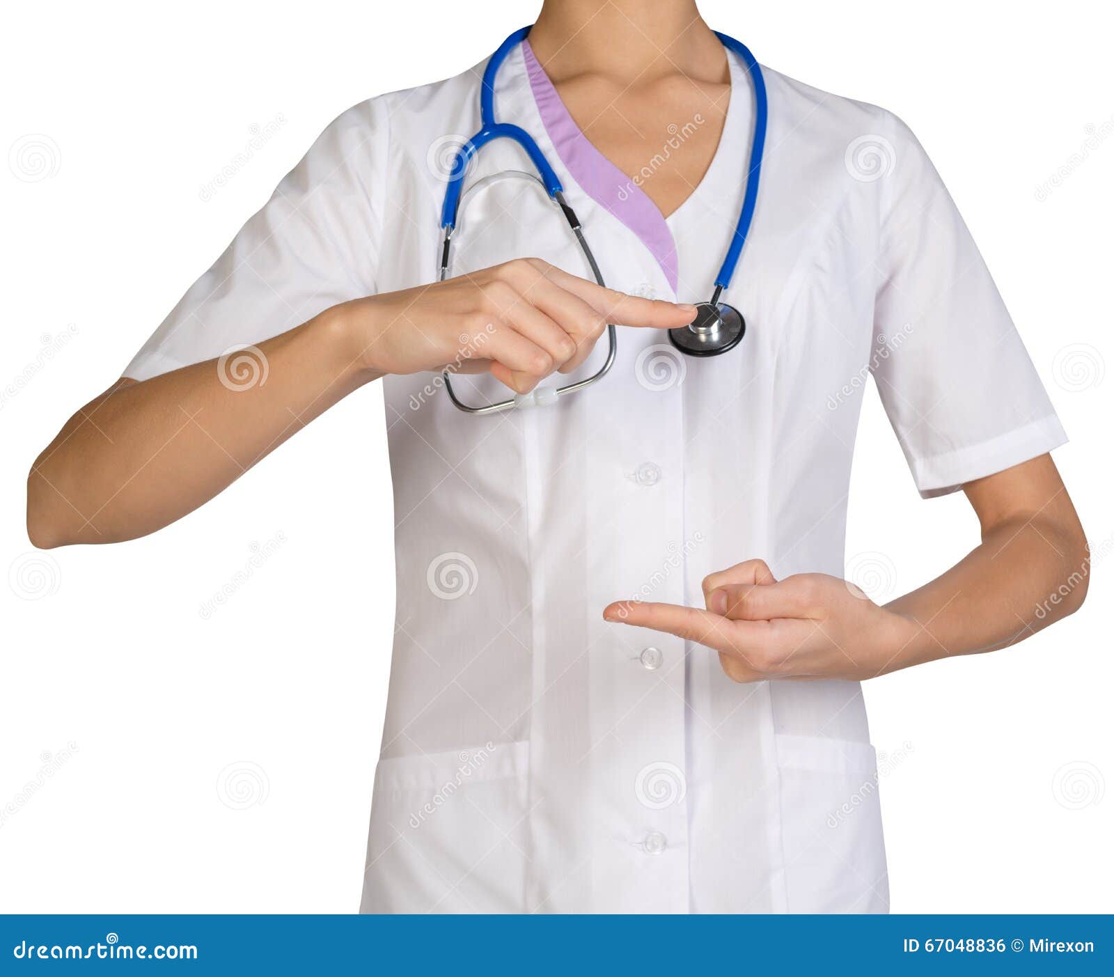 Female Headless Doctor Pointing To Something or Pressing Imaginary ...