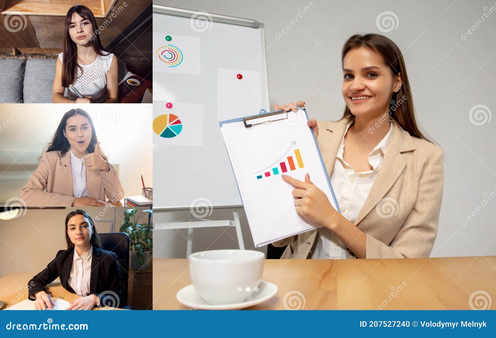 Headshot Screen Application View of Diverse Employees Have Work Web ...