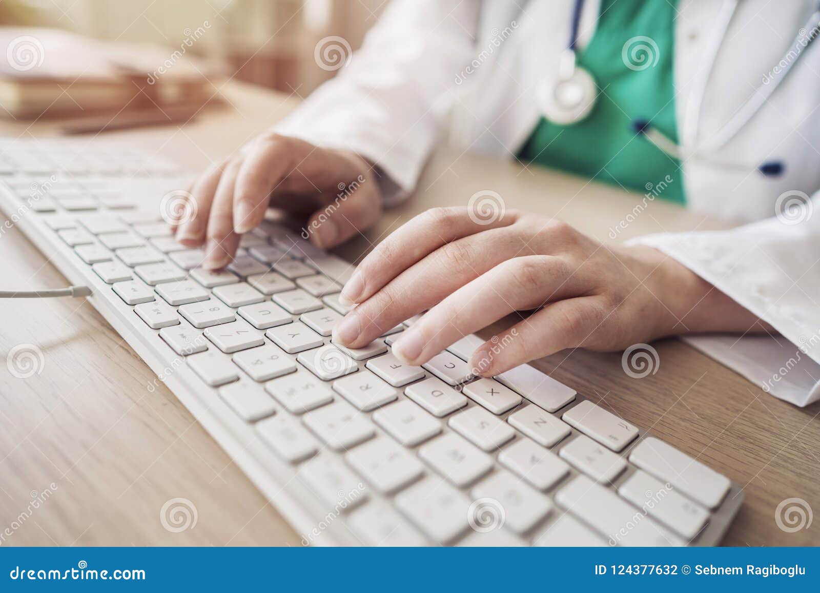 Female Health Worker Using Computer Stock Photo - Image of girl ...
