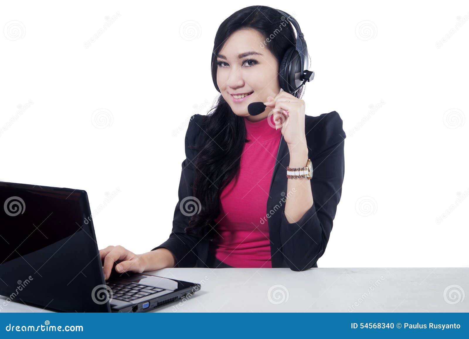 Female Helpdesk Operator with Laptop Stock Photo - Image of hotline ...