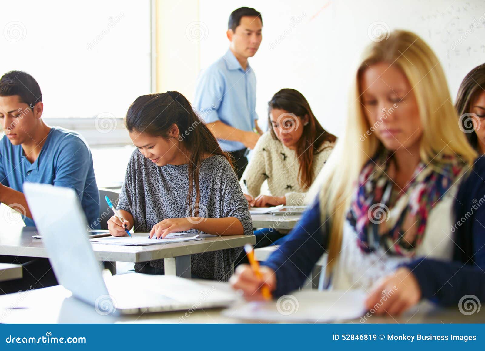 Female High School Student Using Laptop in Class Stock Image - Image of ...