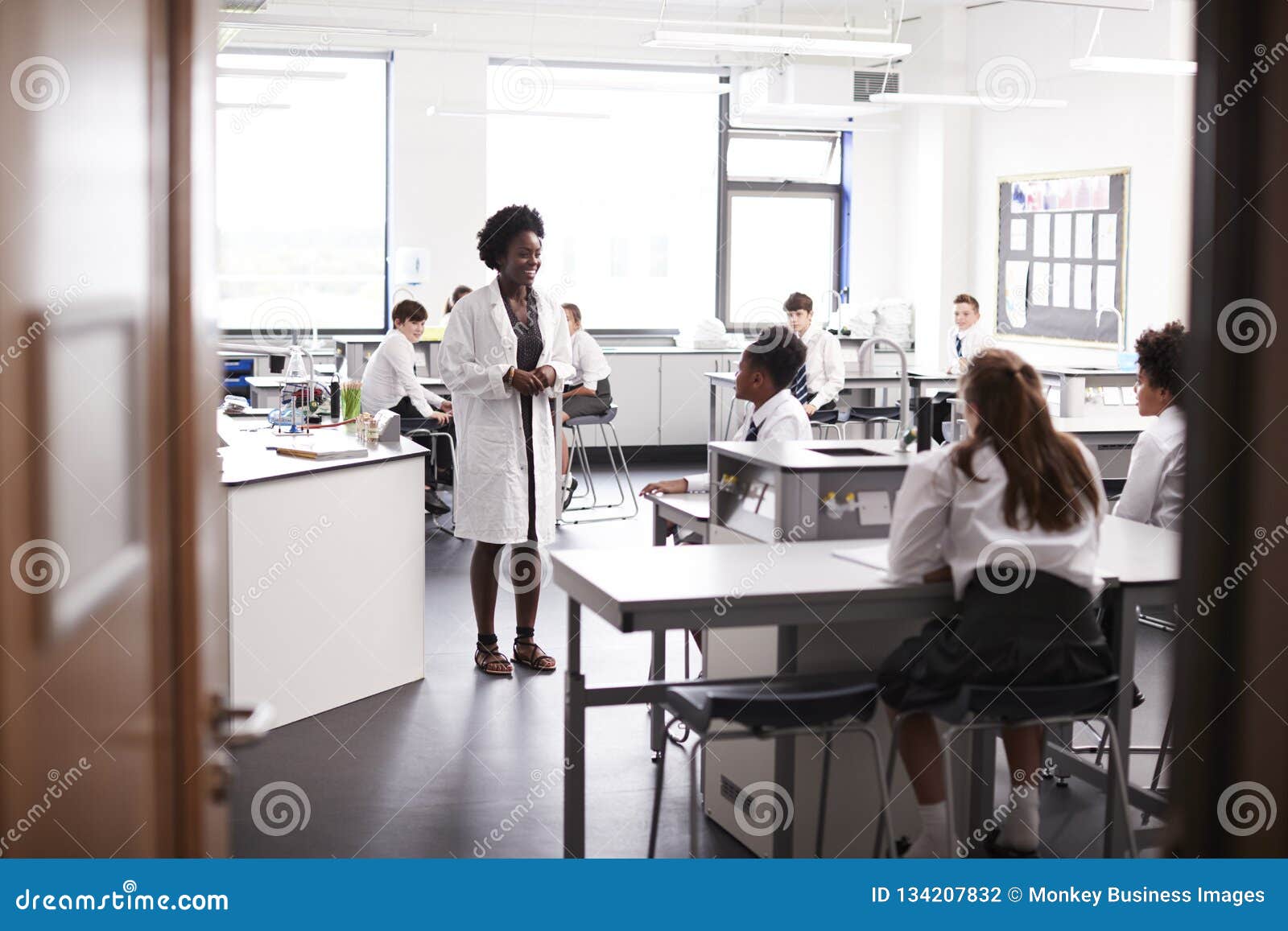 School Boy In Science Class With Microscope Royalty-Free Stock Photo ...