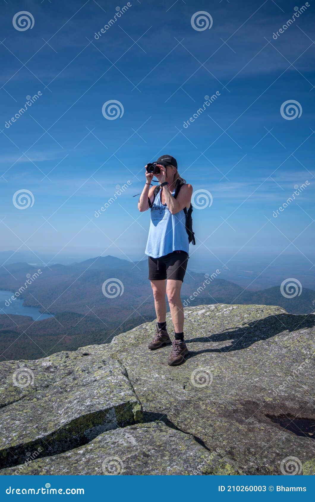 Female Hiker Taking Photo from the Trail To the Summit of Whiteface ...