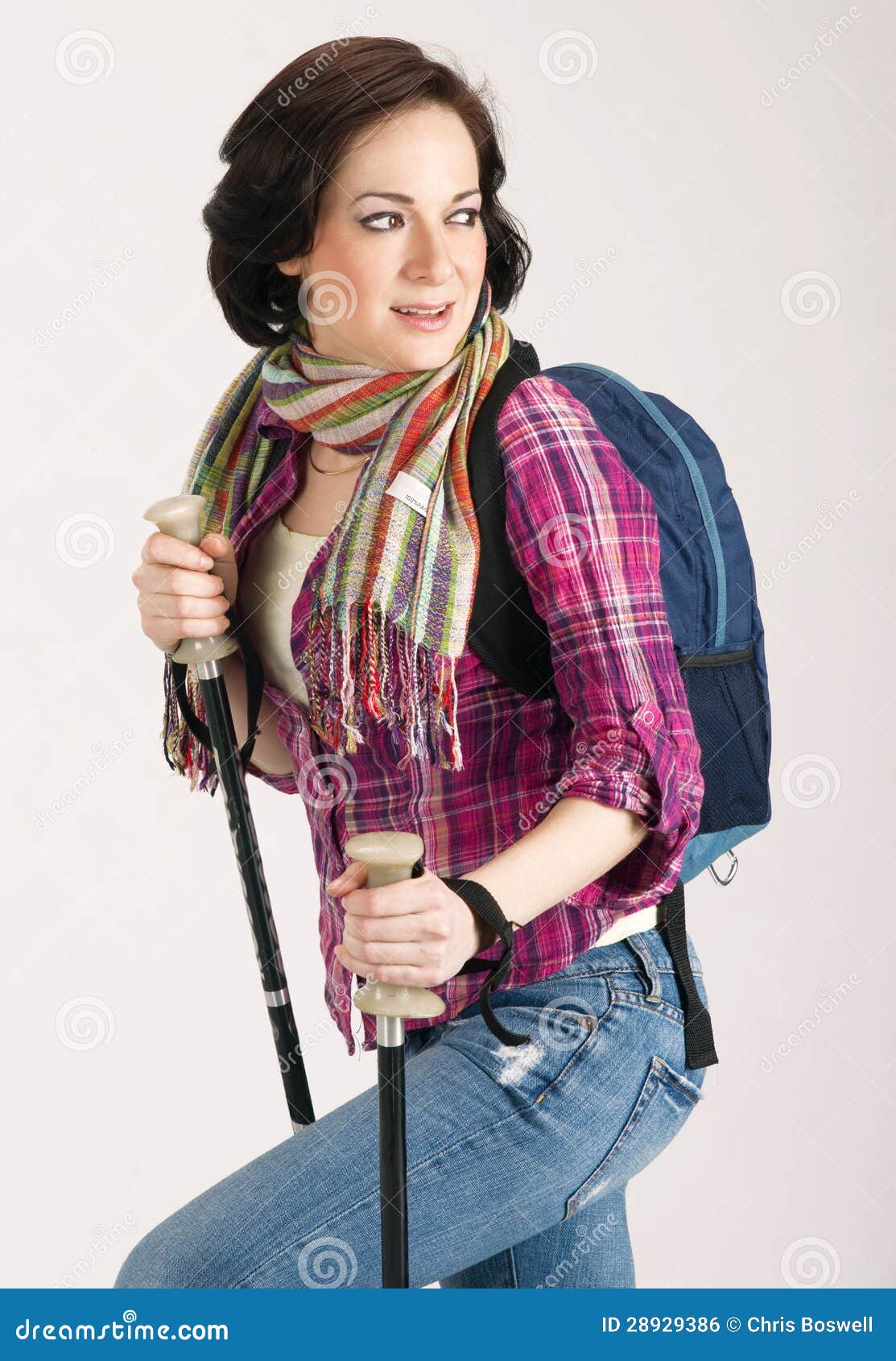 Female Hiker Wearing Scarf and Backpack Stock Photo - Image of hiker ...