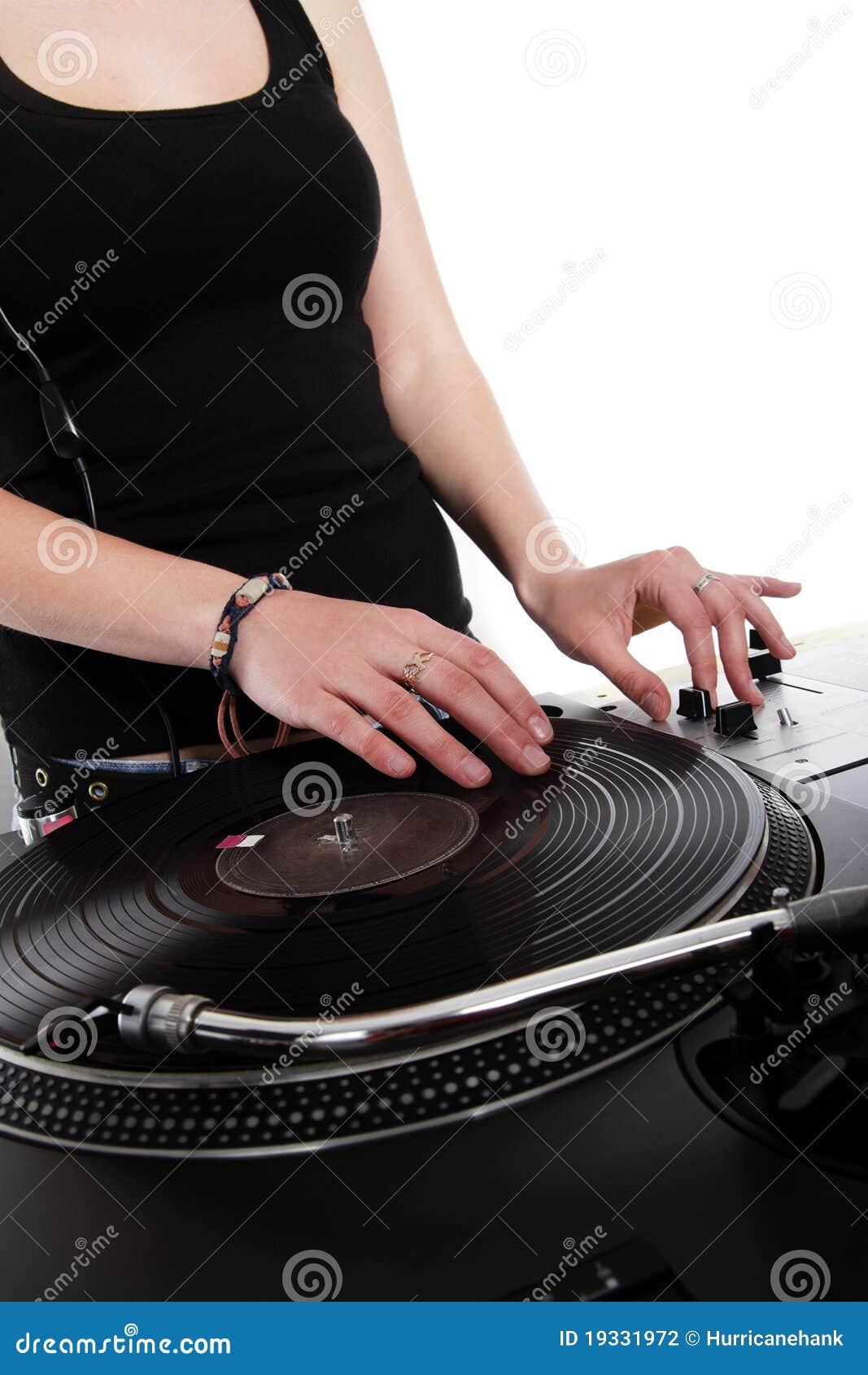 Female Hip-hop DJ Scratching the Record Stock Photo - Image of disc ...