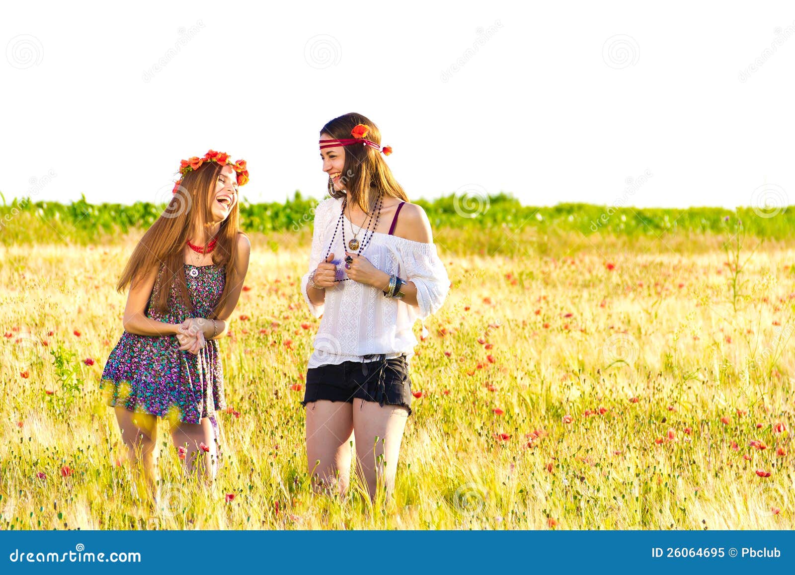 Female hippies in field stock image. Image of blossoming - 26064695