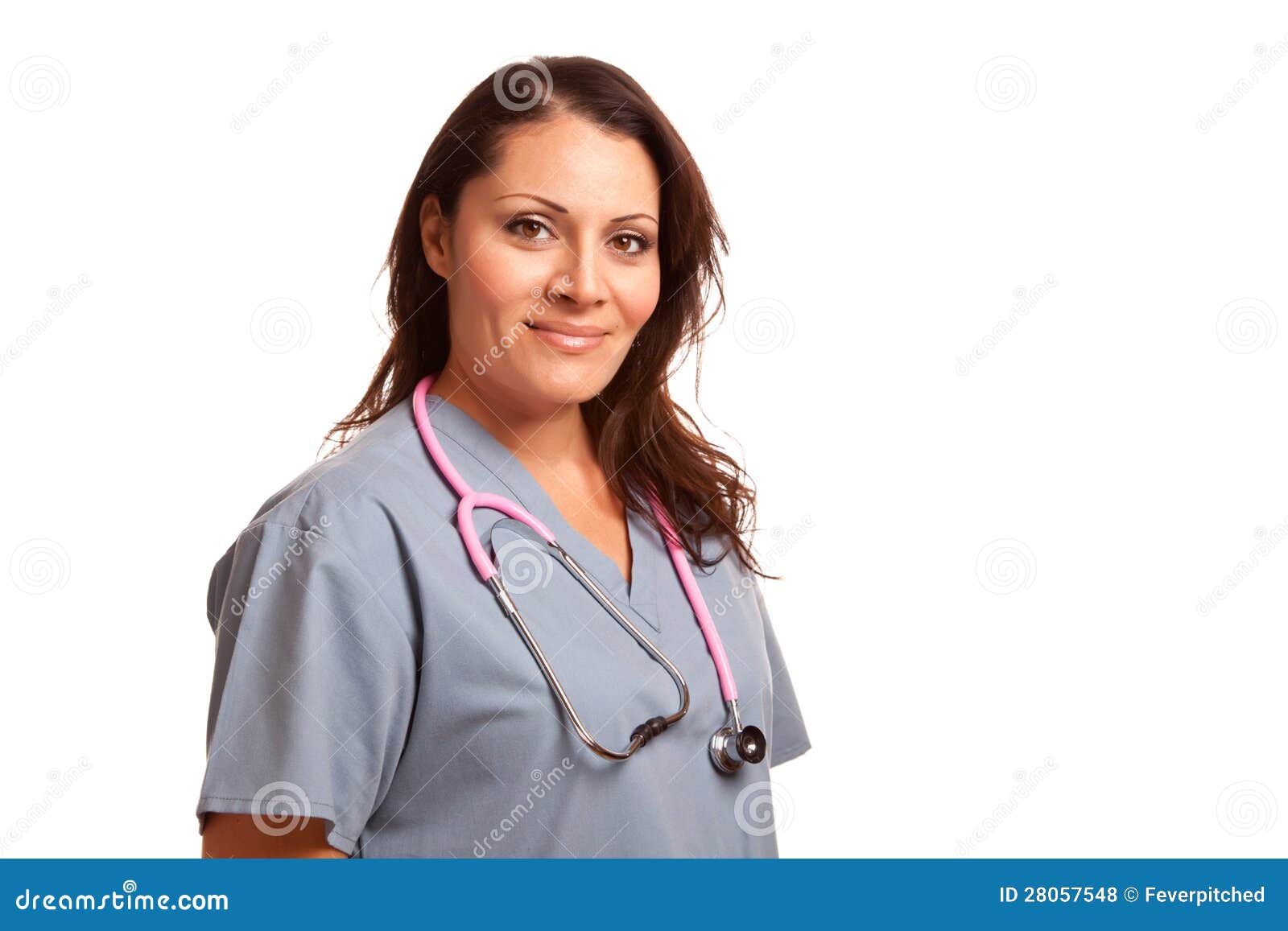 Female Hispanic Doctor or Nurse on White Stock Photo - Image of ...