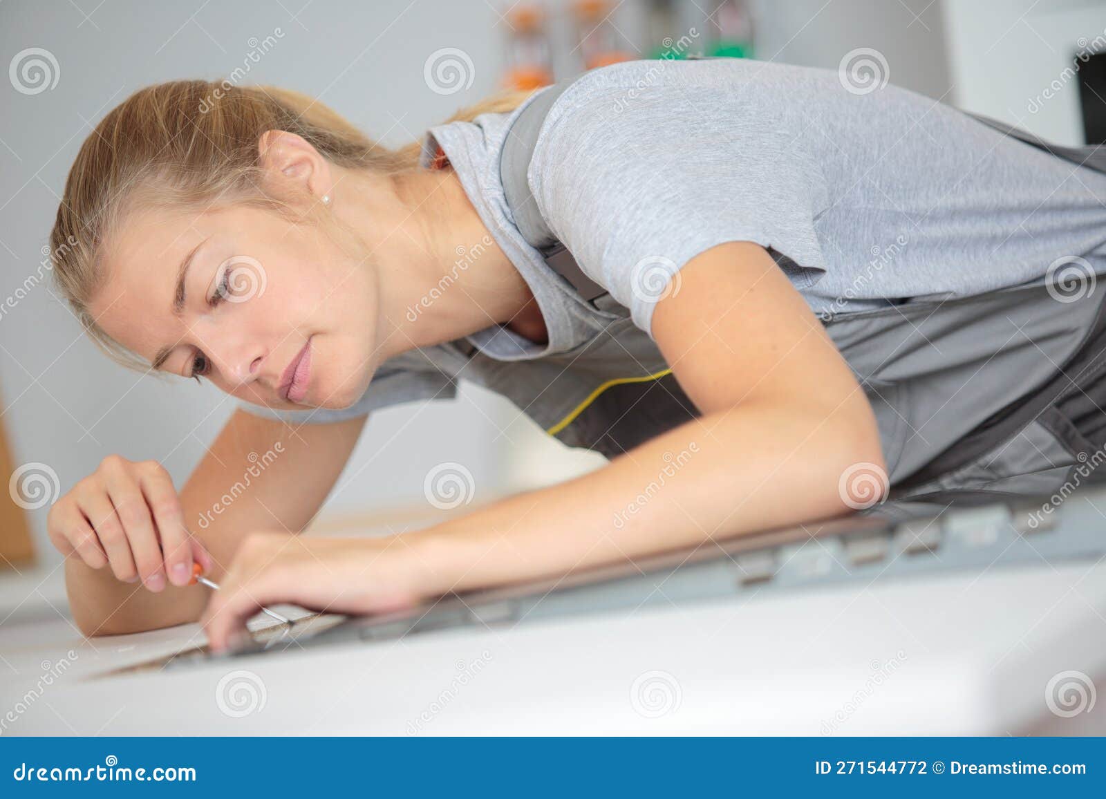 Female Hob Installer at Work Stock Photo - Image of electrician, indoor ...