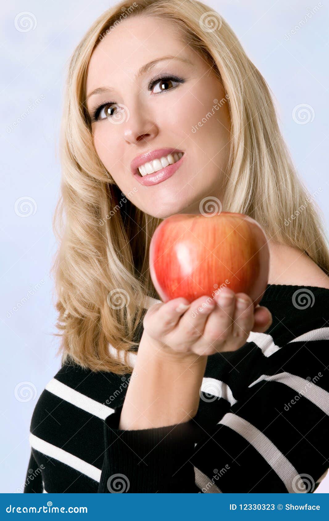 Female Holding a Fresh Red Apple Stock Image - Image of woman, hungry ...